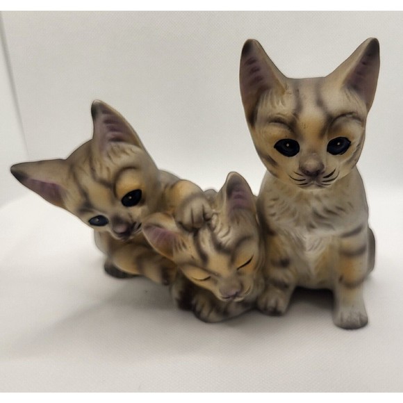 M.Takai | Accents | Vintage M Takai 3 Tabby Kittens Figurine Ceramic ...